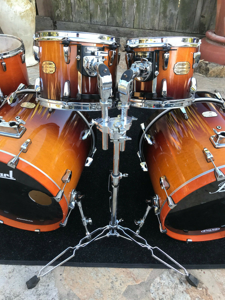 Pearl Session Maple Custom Double Bass 5pc Drum Set Kit Tobacco Burst ...