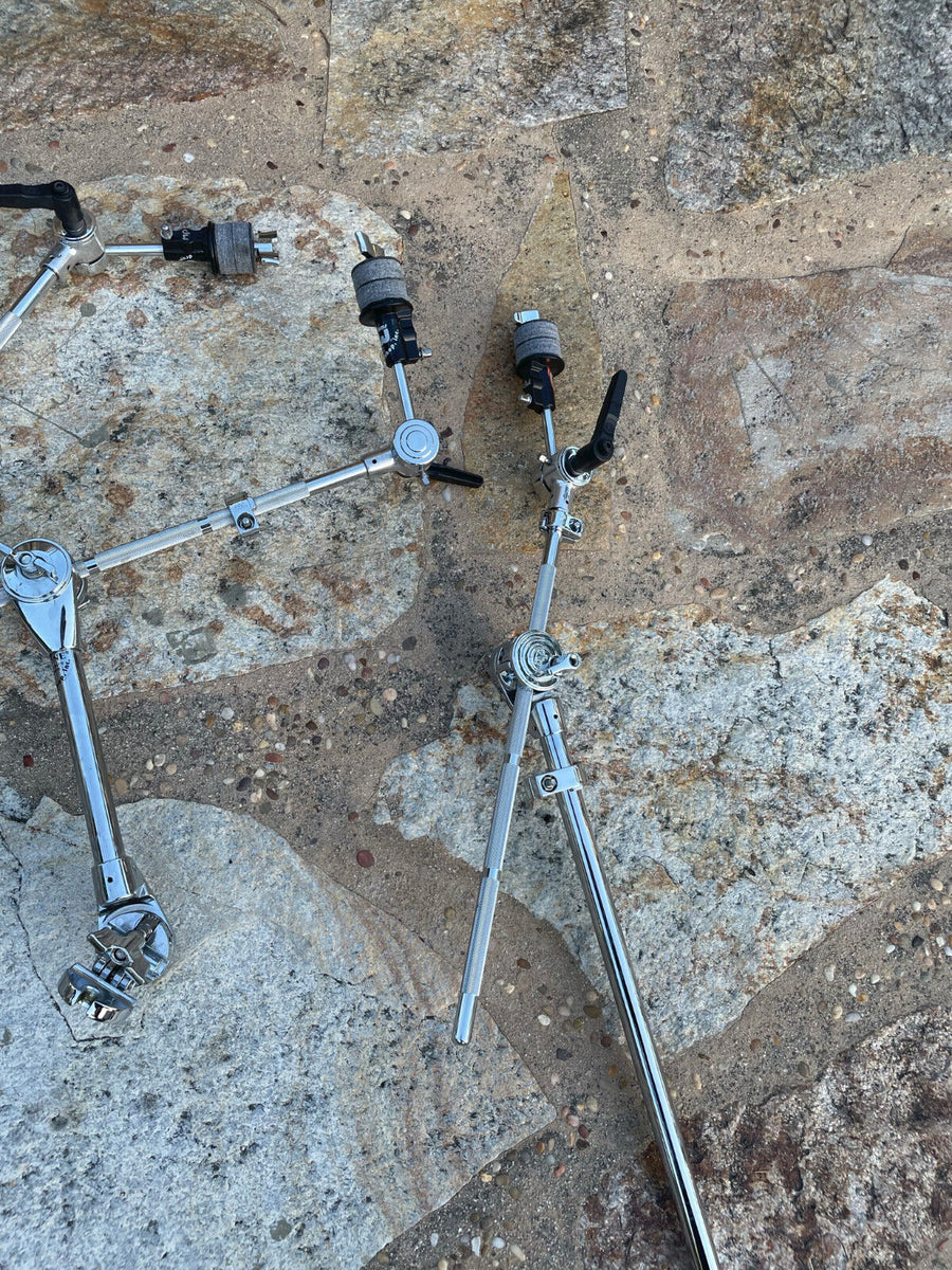 TWO DW Dog Bone Straight and Boom Cymbal Arm with Double Clamp + Strai ...