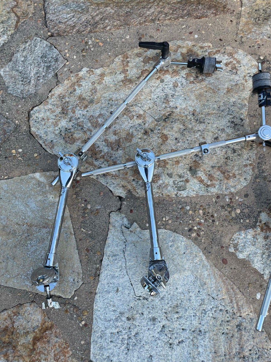 TWO DW Dog Bone Straight and Boom Cymbal Arm with Double Clamp + Strai ...
