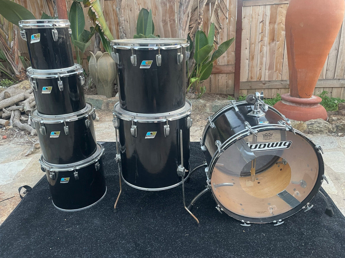 Ludwig Black Cortex 70's 7pc Concert Tom Drum Kit Set – Blakes Drum Shop